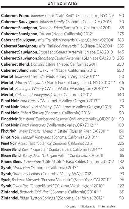 Menu at Butter restaurant, West New York, 70 W 45th St