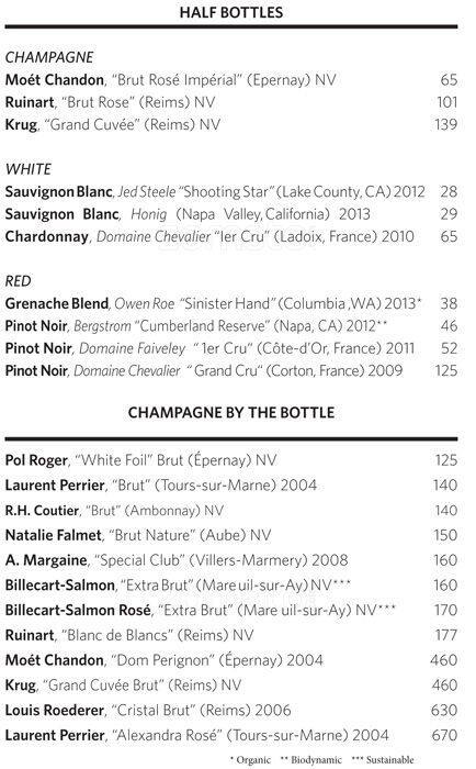 Menu at Butter restaurant, West New York, 70 W 45th St