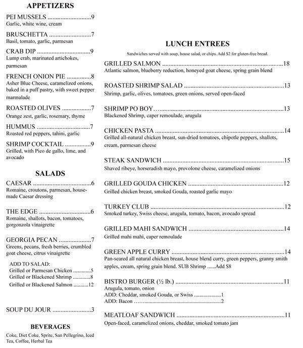 Menu at Volare Wine & Bistro pub & bar, Hapeville