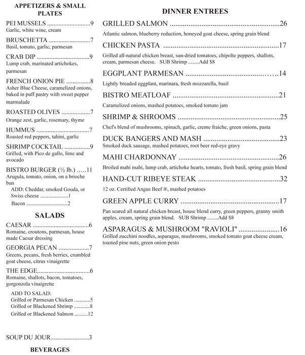 Menu at Volare Wine & Bistro pub & bar, Hapeville