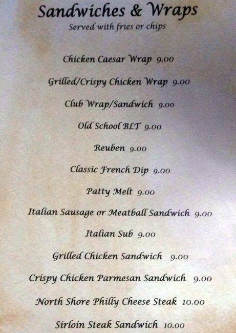 Menu at North Shore Restaurant & Bar, Littleton