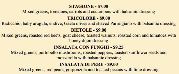 Menu at La Bottega restaurant, Rockville Centre, 234c Merrick Rd