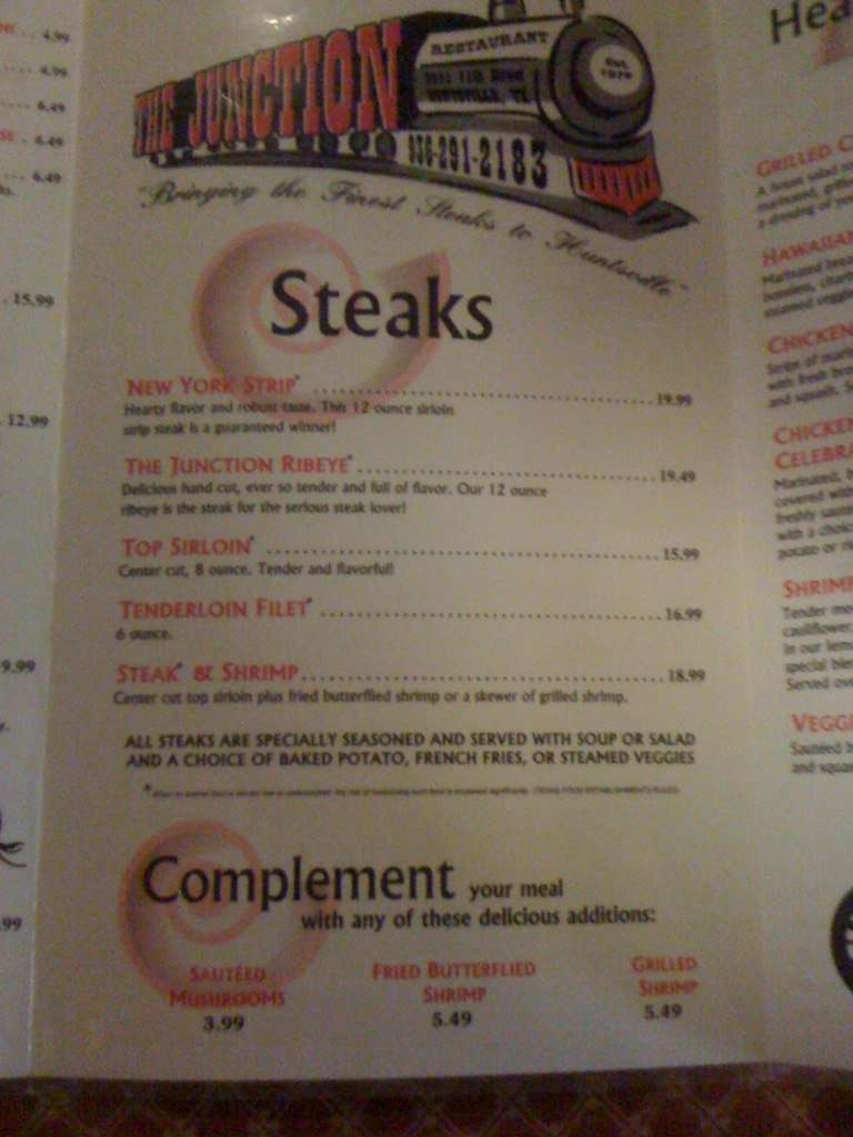 Junction Steak & Seafood Menu - Urbanspoon/Zomato