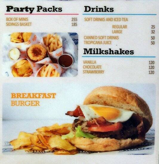 Menu at Burger Joint restaurant, Cebu City