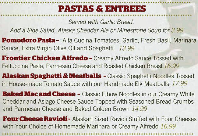 Menu at Prospector's Pizzeria & Alehouse, McKinley Park