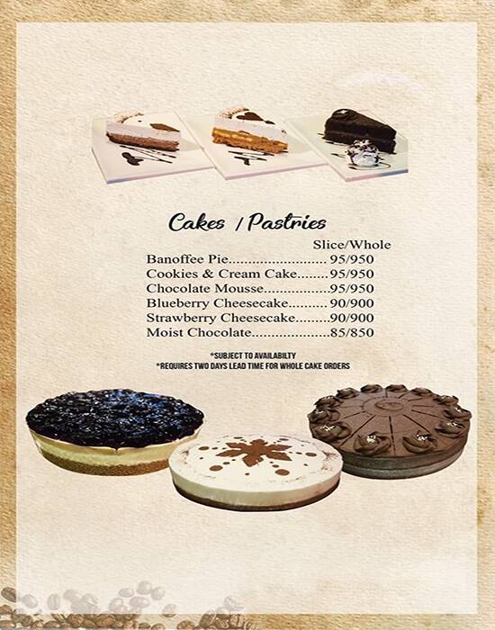 Menu at The Village Brew cafe, Quezon City