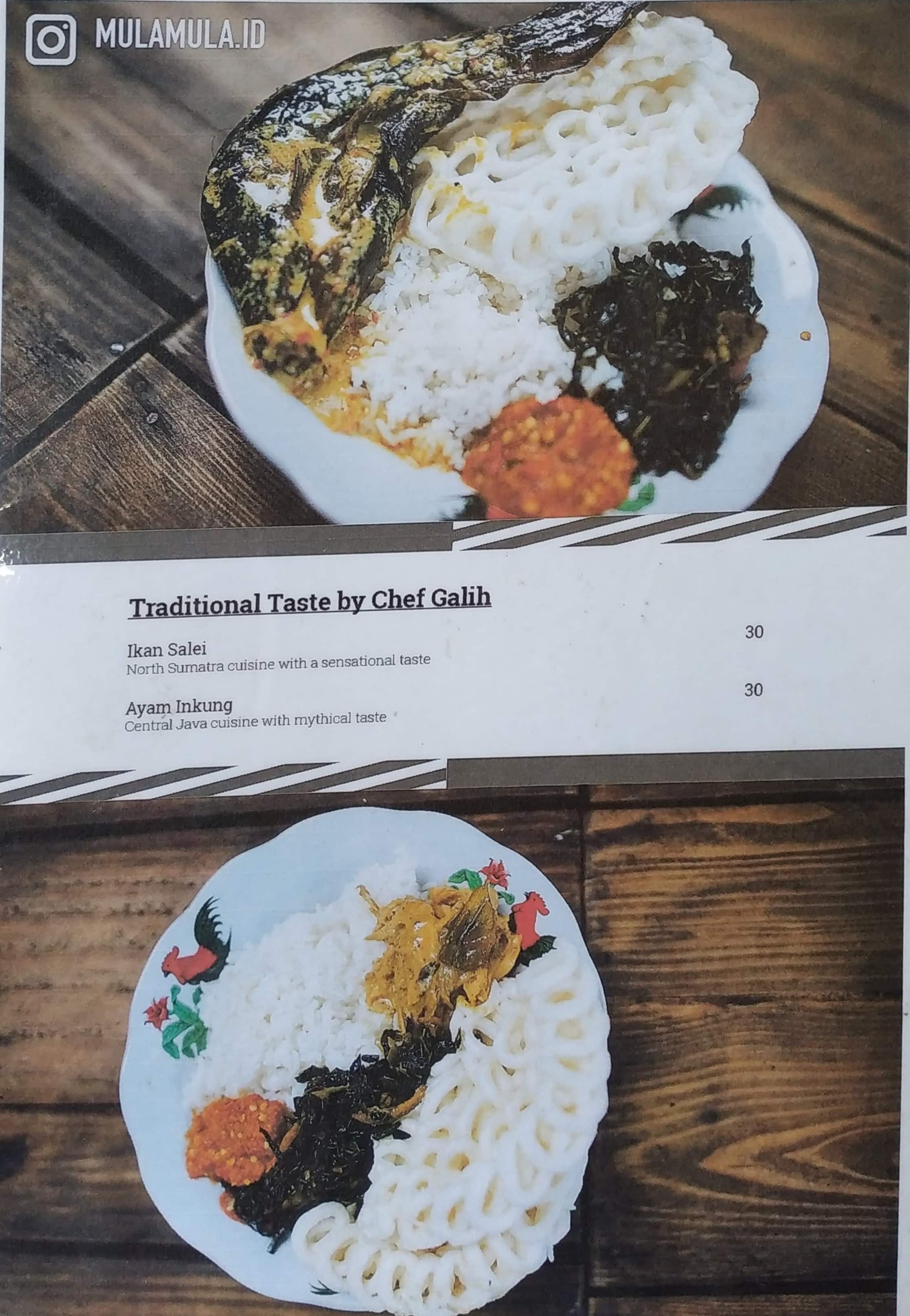 Menu at Mula-Mula Working Cafe, South Jakarta