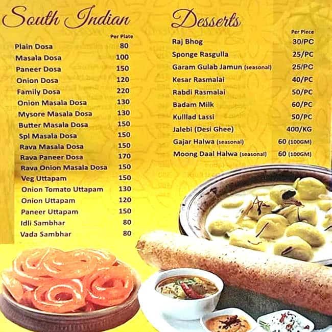 Menu of Hariram Sweets, Rohini, New Delhi