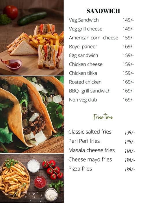 Menu at THE N CAFE, Hyderabad