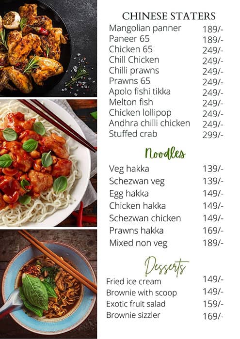 Menu at THE N CAFE, Hyderabad