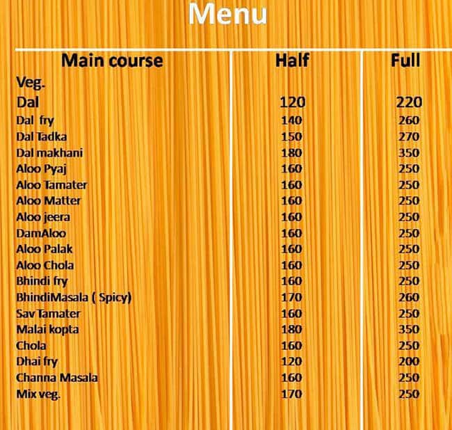 Menu of Jaipur Chowpatty, Mansarovar, Jaipur