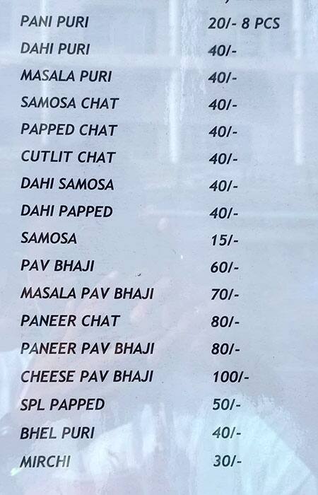 Menu of Telengana Chat Bhandar's Juice, Abids, Hyderabad