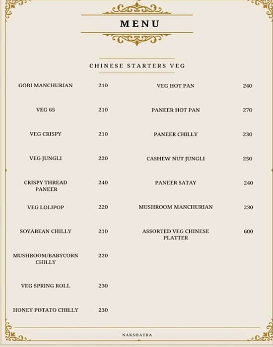 Menu of Nakshatra Family Restaurant, Kharadi, Pune