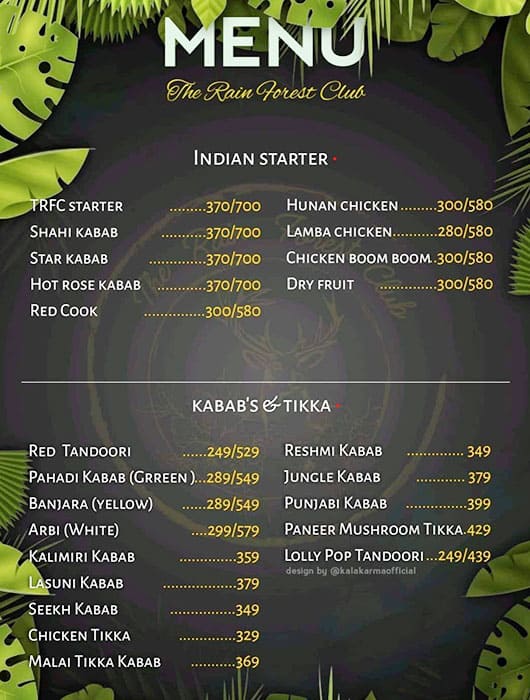 Menu of The Rain Forest Club, Kalyan, Thane