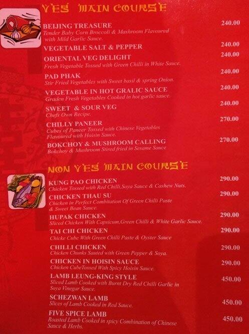 Menu at Indo China Calling, Kolkata, 559