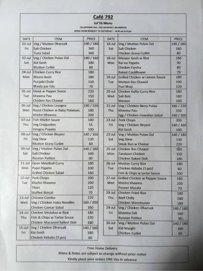 Café 792 Menu, Menu for Café 792, Dadar East, Mumbai - Zomato