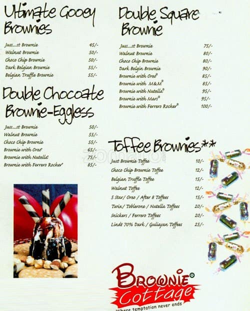 Menu at Brownie Cottage, Bengaluru