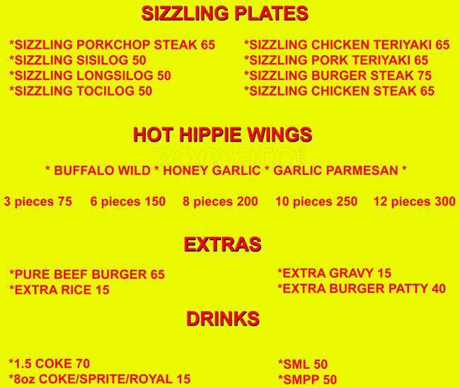 Carta de Hot Hippie Wild Wings - Garage Cafe, Ciudad Quezon