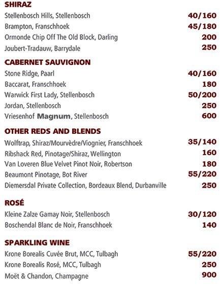 Menu at Knife - Crystal Towers restaurant, Cape Town