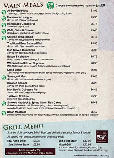 Menu at The Connaught Bar, Birmingham, 14 to 20 High Street