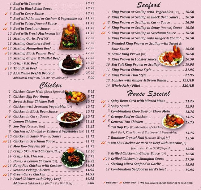 Menu at Cynthia's Chinese Restaurant, Vaughan, Bathurst St Unit 51