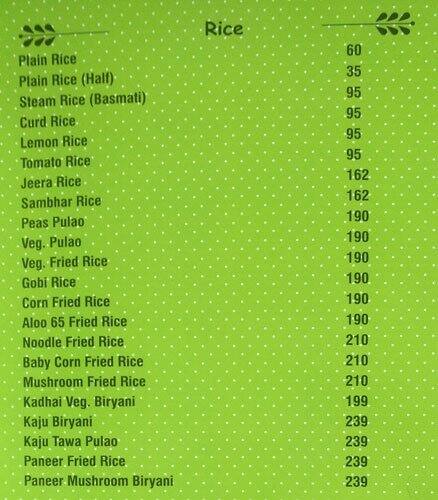 Menu at Naivedyam Restaurant, Hyderabad, 6-3-866/A