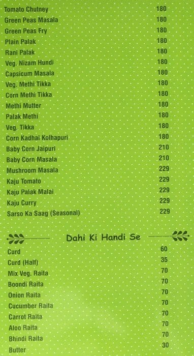 Menu at Naivedyam Restaurant, Hyderabad, 6-3-866/A