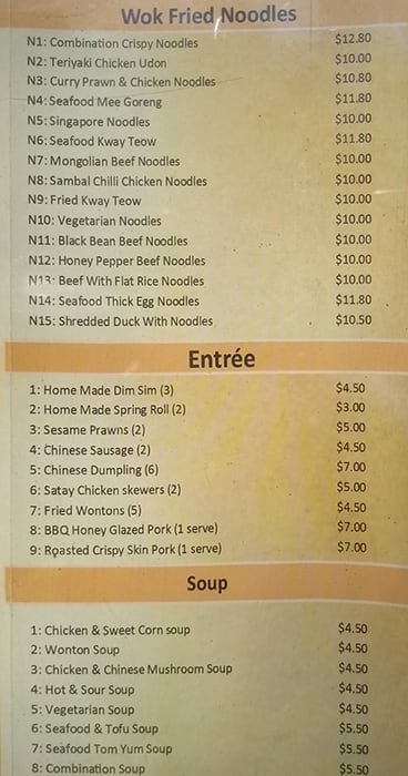 Menu at Cafe 56, Oakleigh