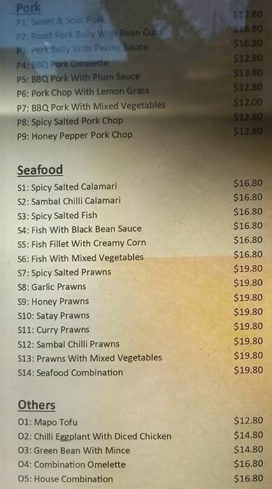 Menu at Cafe 56, Oakleigh