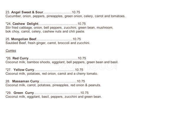Menu at Thai Star Restaurant, Seattle, Boren Ave #1325