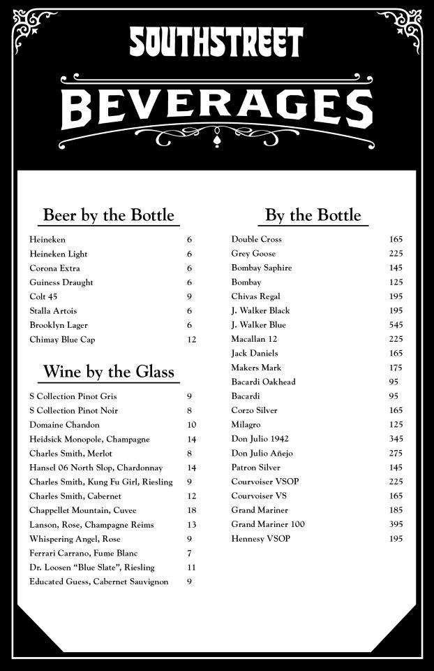 Menu at South Street Restaurant, Miami