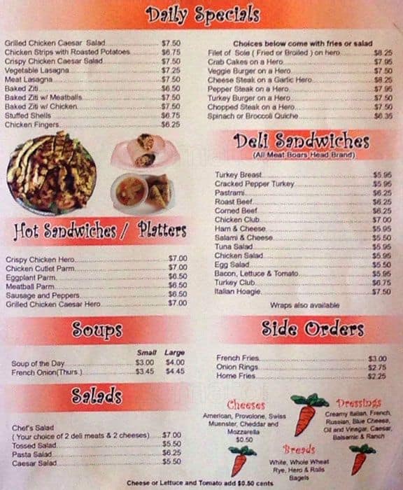 Carta de Carrot Top Pastries, Nueva York, Broadway #1