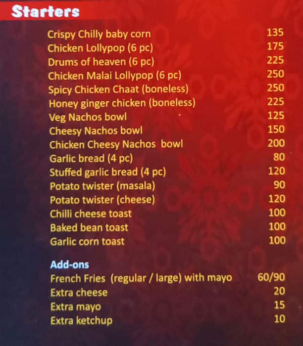 Menu of Chicken Island, Shibpur, Howrah
