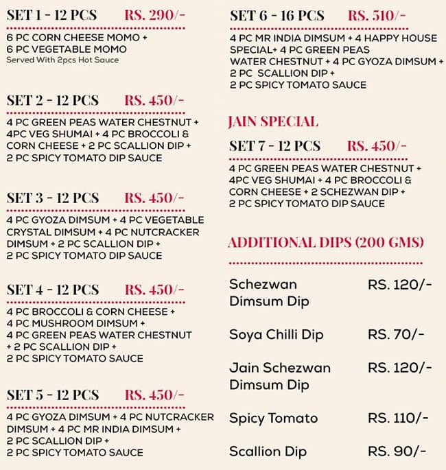 Menu of Dimsum & Momo Kitchen, Chowpatty, Mumbai