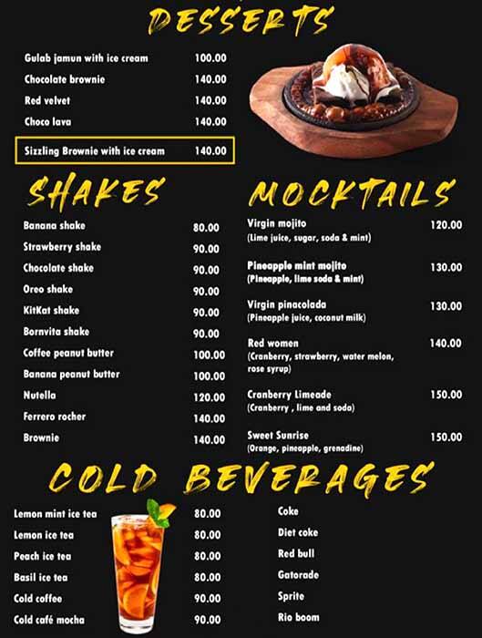 Menu at The Sizzling House, Mumbai