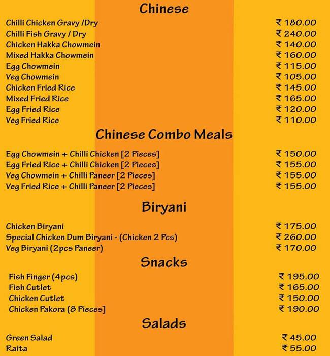 Menu of Kitchen 36, College Street, Kolkata