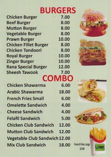 S Rana Cafeteria Menu, Menu for S Rana Cafeteria, Al Rigga, Dubai - Zomato