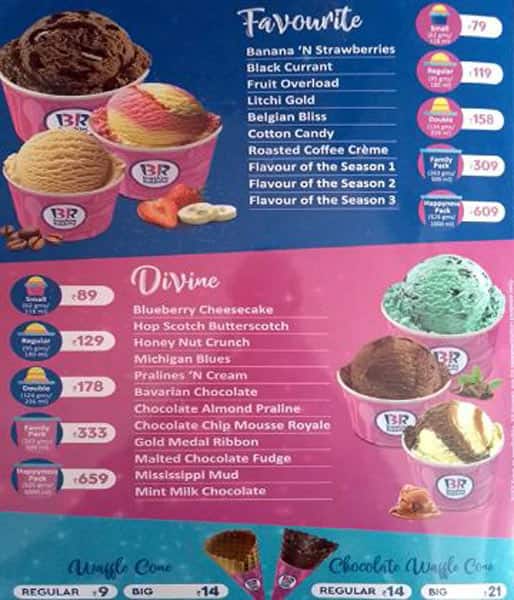 Menu at Baskin Robbins - Ice Cream Desserts, Mumbai, Napean Sea Road