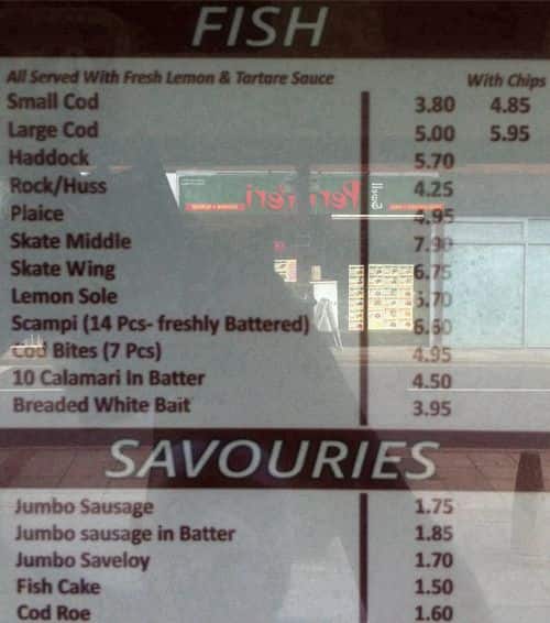 Menu at The Major Plaice restaurant, Epsom, Market Parade