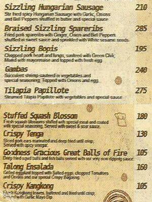 Carta del restaurante Congo Grille, Makati, Jupiter Street