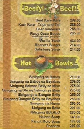 Carta del restaurante Congo Grille, Makati, Jupiter Street