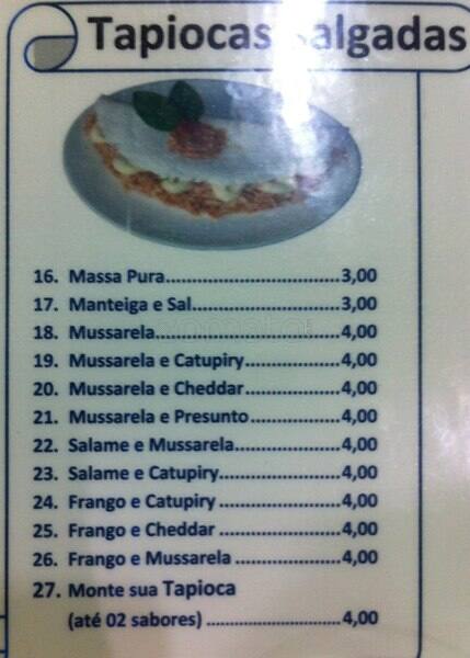 Sabores da Tapioca Menu, Menu de Sabores da Tapioca, Jabaquara, São ...