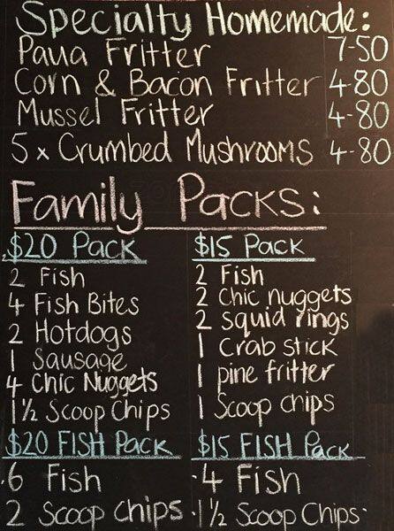 Menu at Town And Country cafe, Featherston