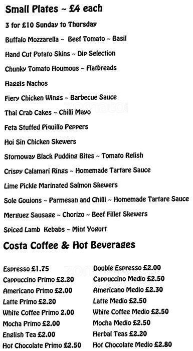 Menu at Bobar, Glasgow, 385 Byres Road