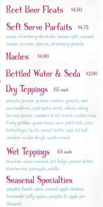 Menu at Sugar Shack desserts, Chicago