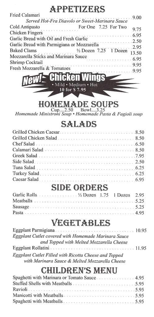 Menu at Jacaranda | Italian Restaurant, Plantation