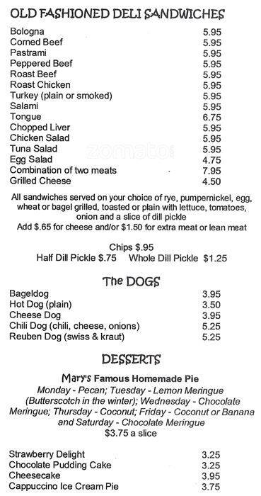 Menu at Carshon's Delicatessen restaurant, Fort Worth