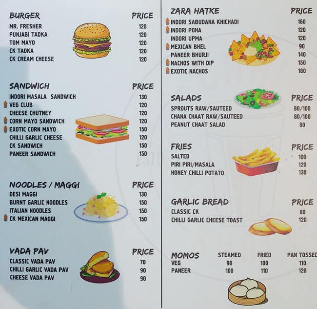 Menu at Kay Kay's Fresh Juice And Snacks, Chennai