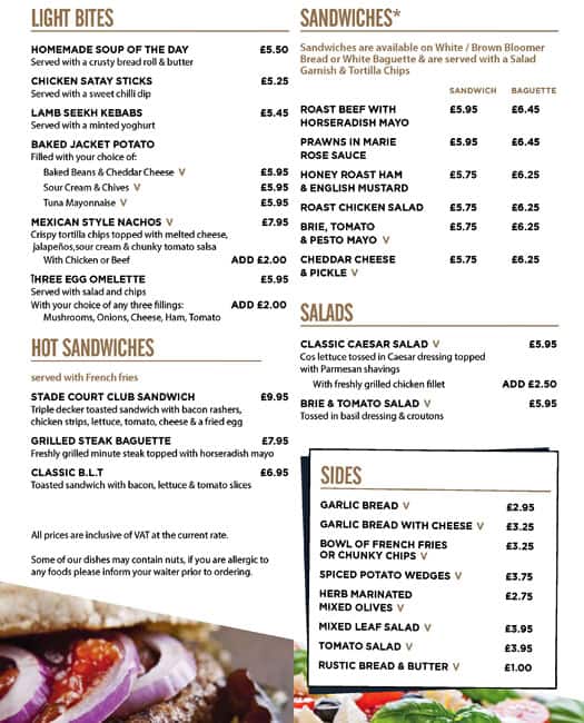 Menu at Stade Court Hotel restaurant, Hythe