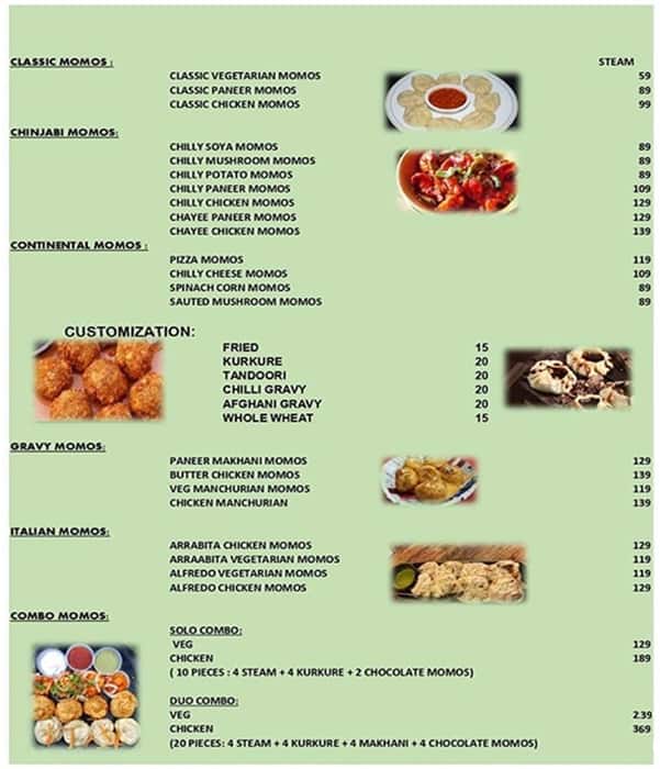 Menu of Oye Momo, Manpada, Thane West, Thane